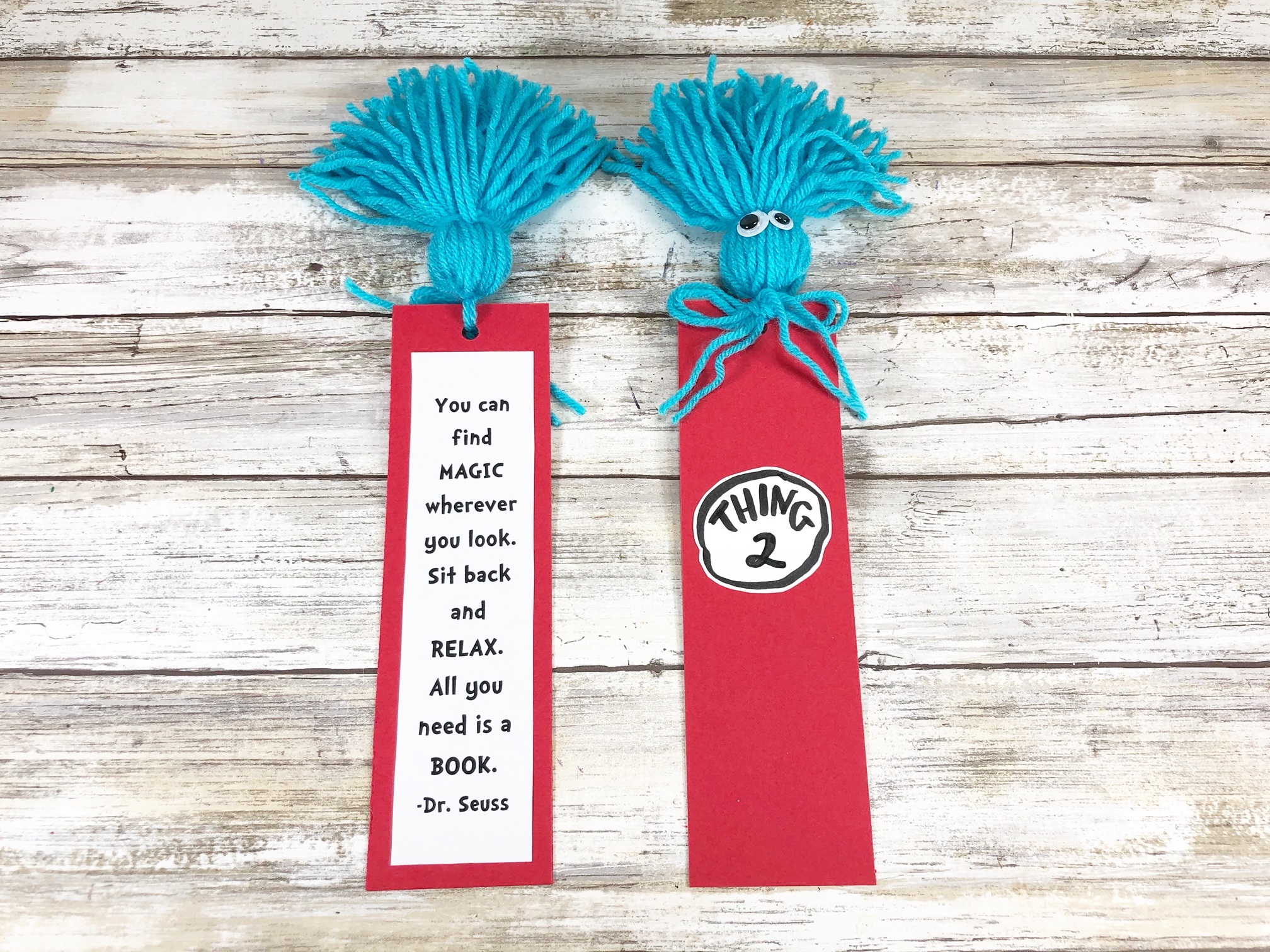 Thing 1 Thing 2 DIY Bookmarks - Creative Cynchronicity