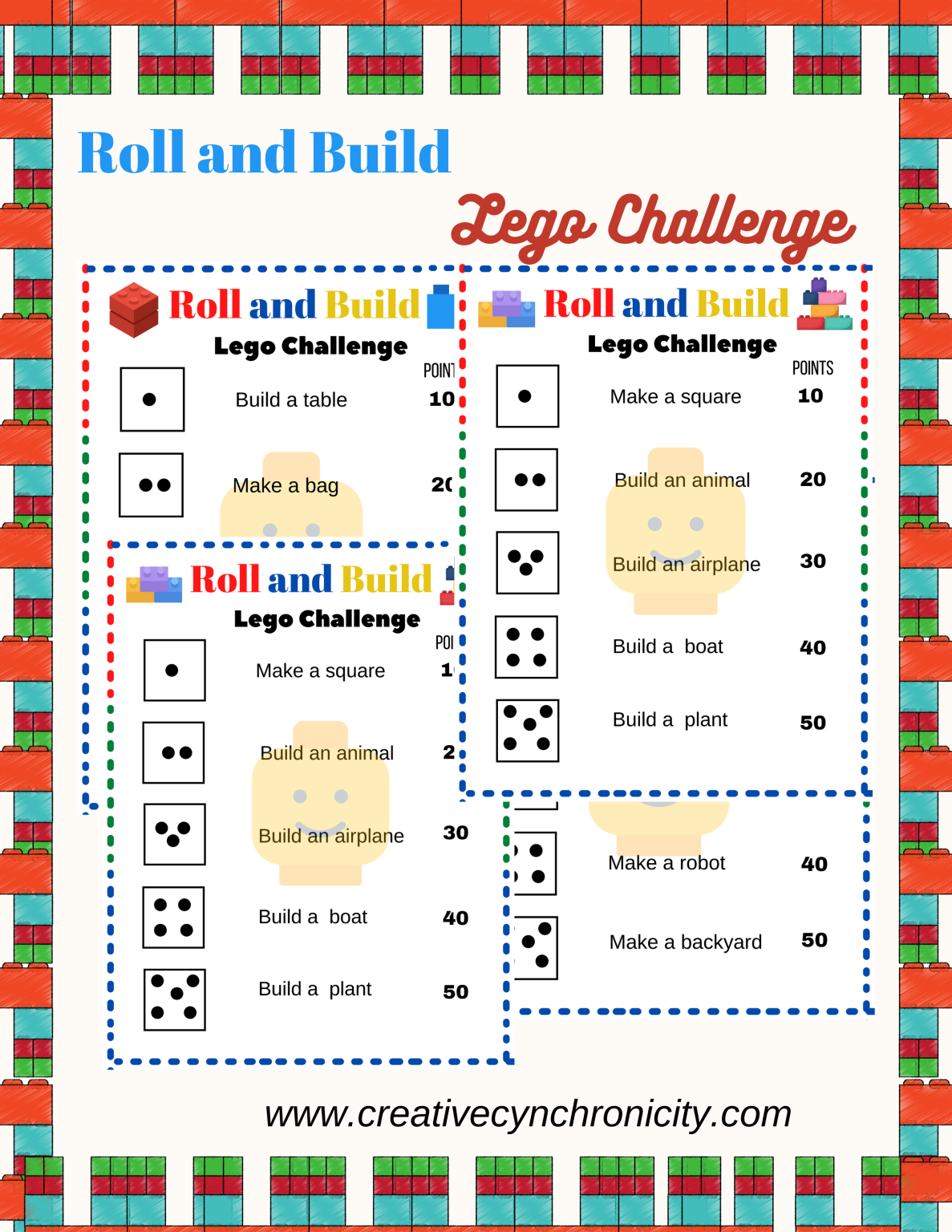 Roll and Build Lego Challenge - Creative Cynchronicity
