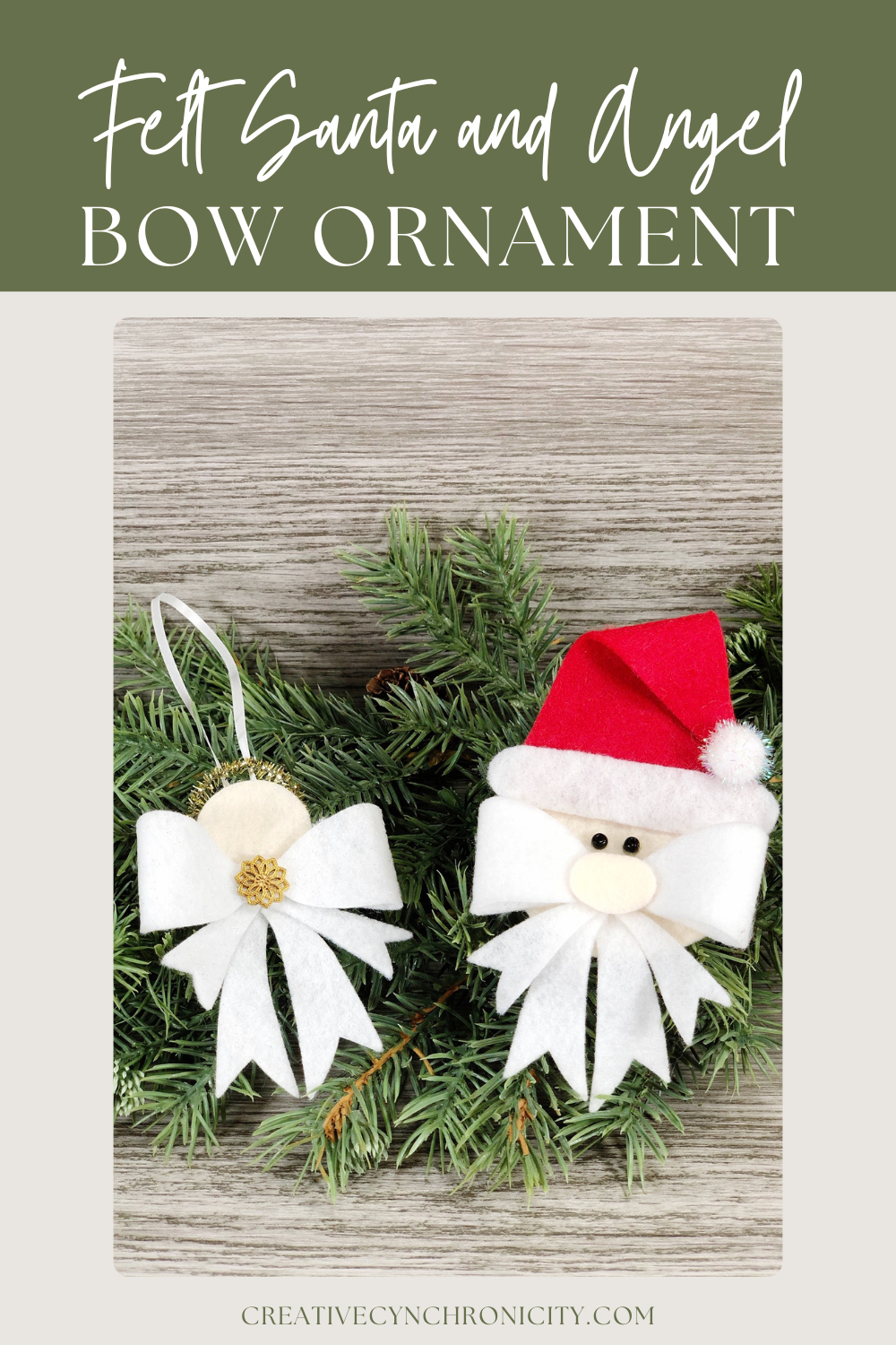 Felt Santa and Angel Bow Ornament - Creative Cynchronicity